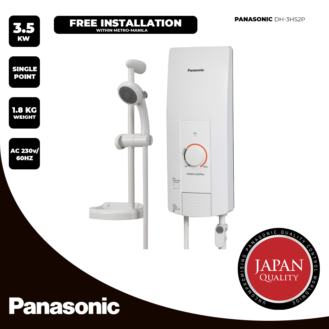 Panasonic DH-3HS1P Single-Point Bathroom Shower Heater - Metal-lite PH